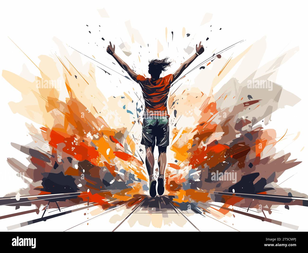 Drawing of Winner with finish line illustration separated, sweeping ...