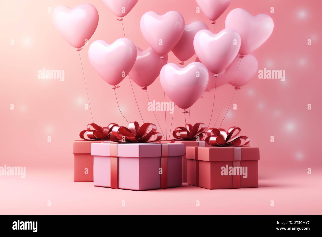Heart shaped balloons and gift boxes for mothers and valentines day ...