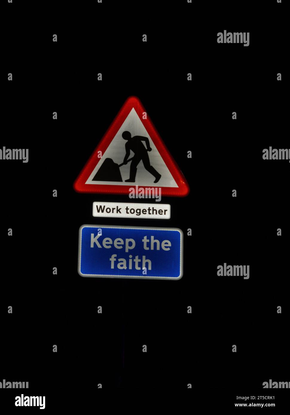 Tom Biddulph's installation. a set of revised road signs giving ...