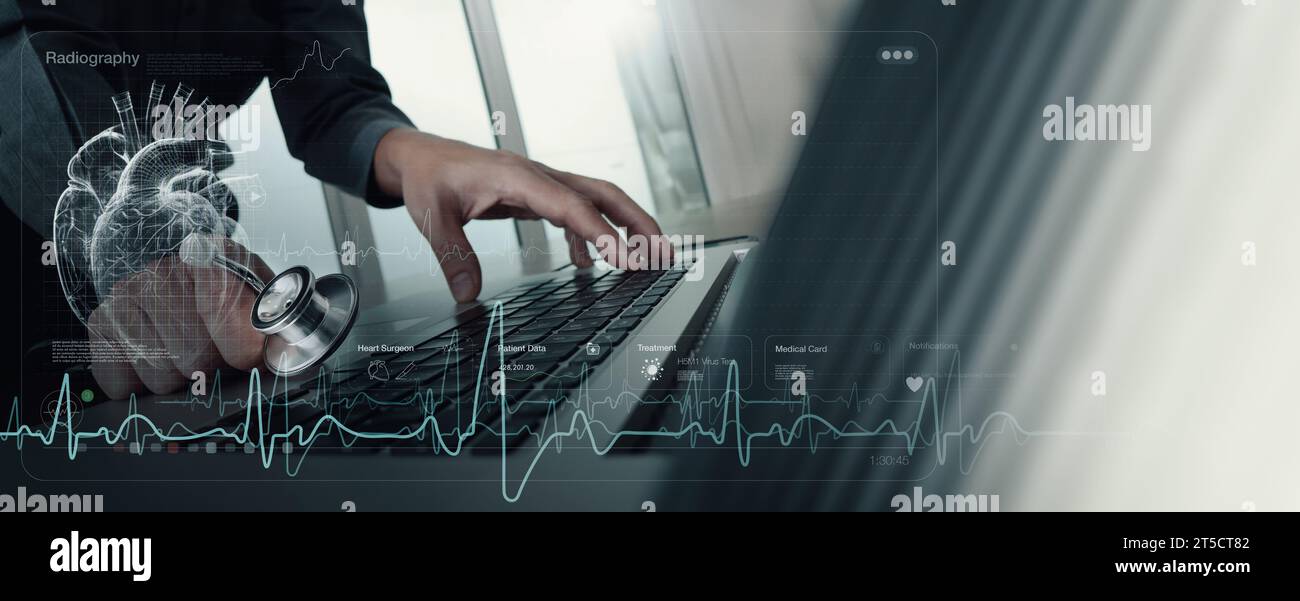 Cardiologist doctor examine patient heart functions and blood vessel on ...