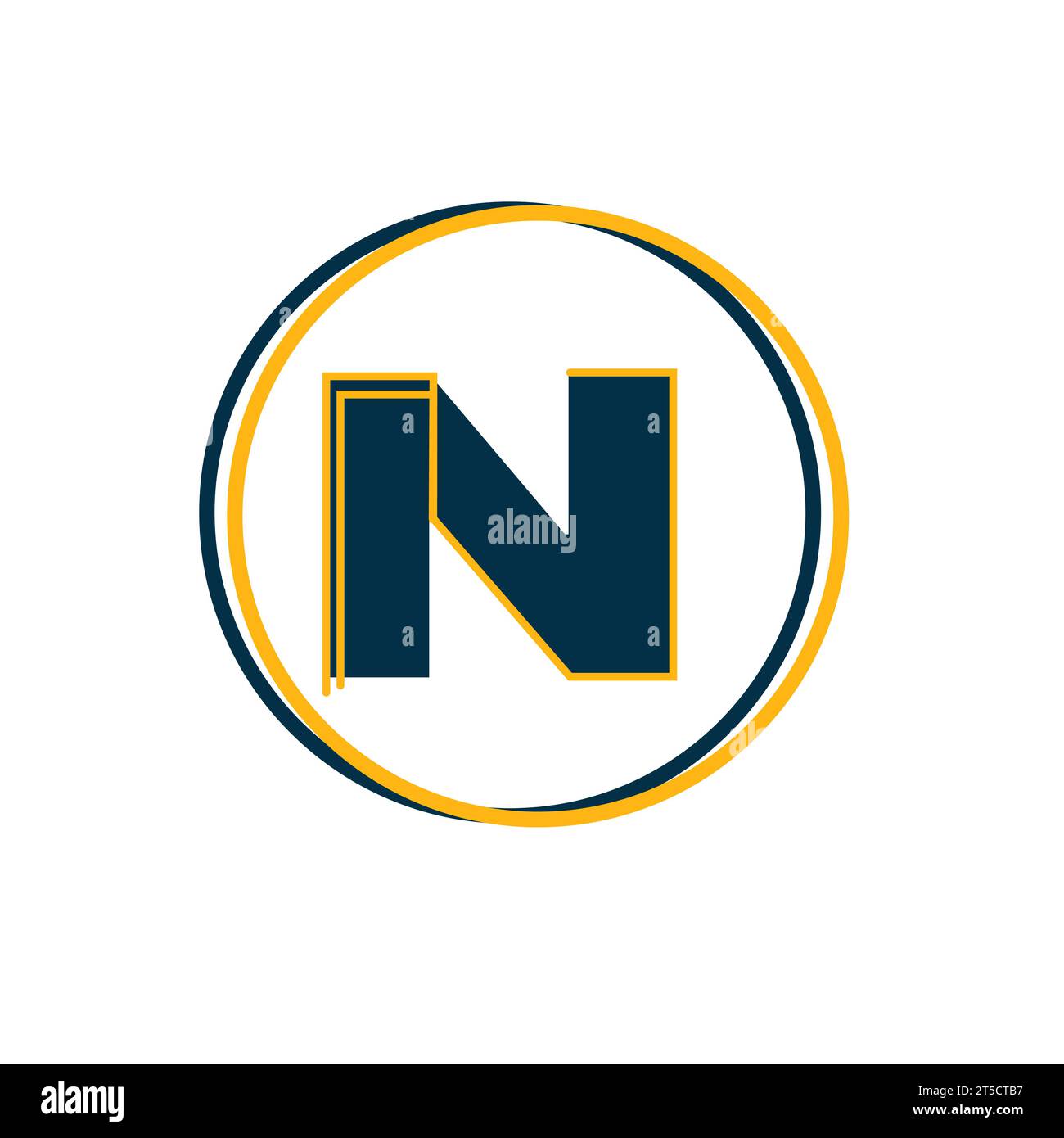 letter N golden and dak blue logo design isolated on white Stock Vector ...