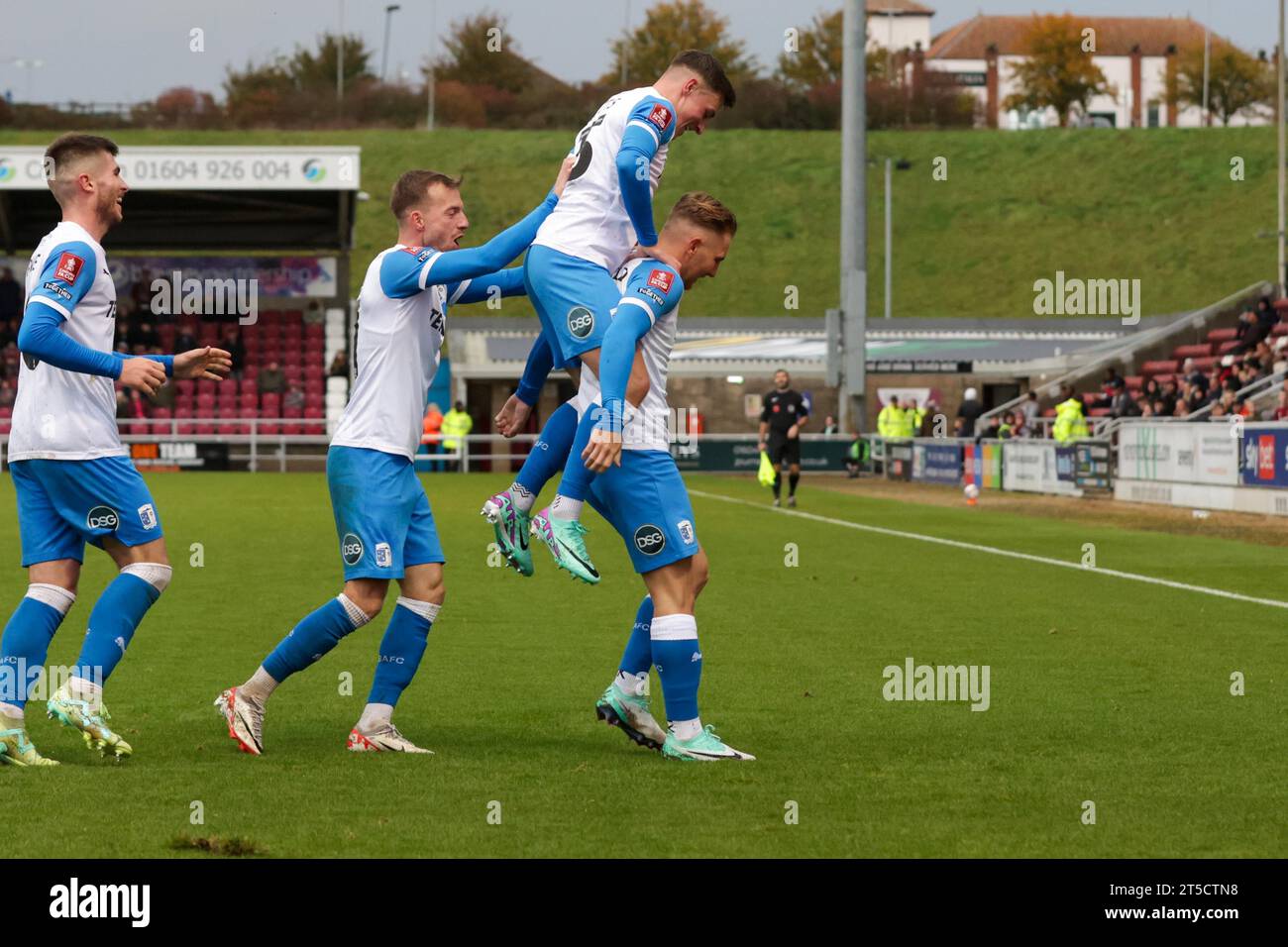Northampton on Saturday 4th November 2023. Ben Whitfield celebrates ...