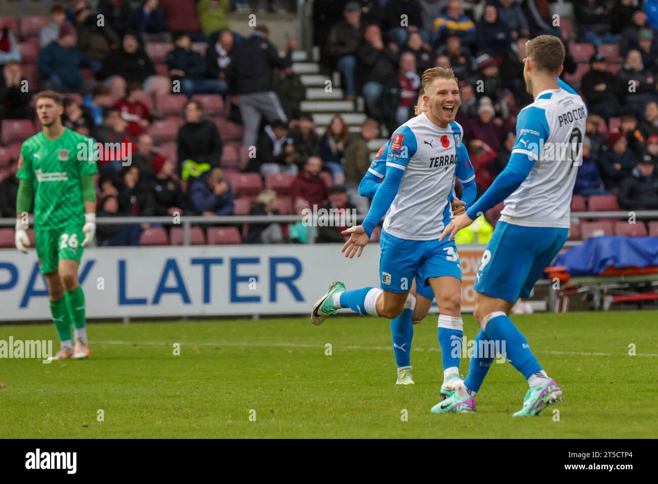 Northampton on Saturday 4th November 2023. Ben Whitfield celebrates ...