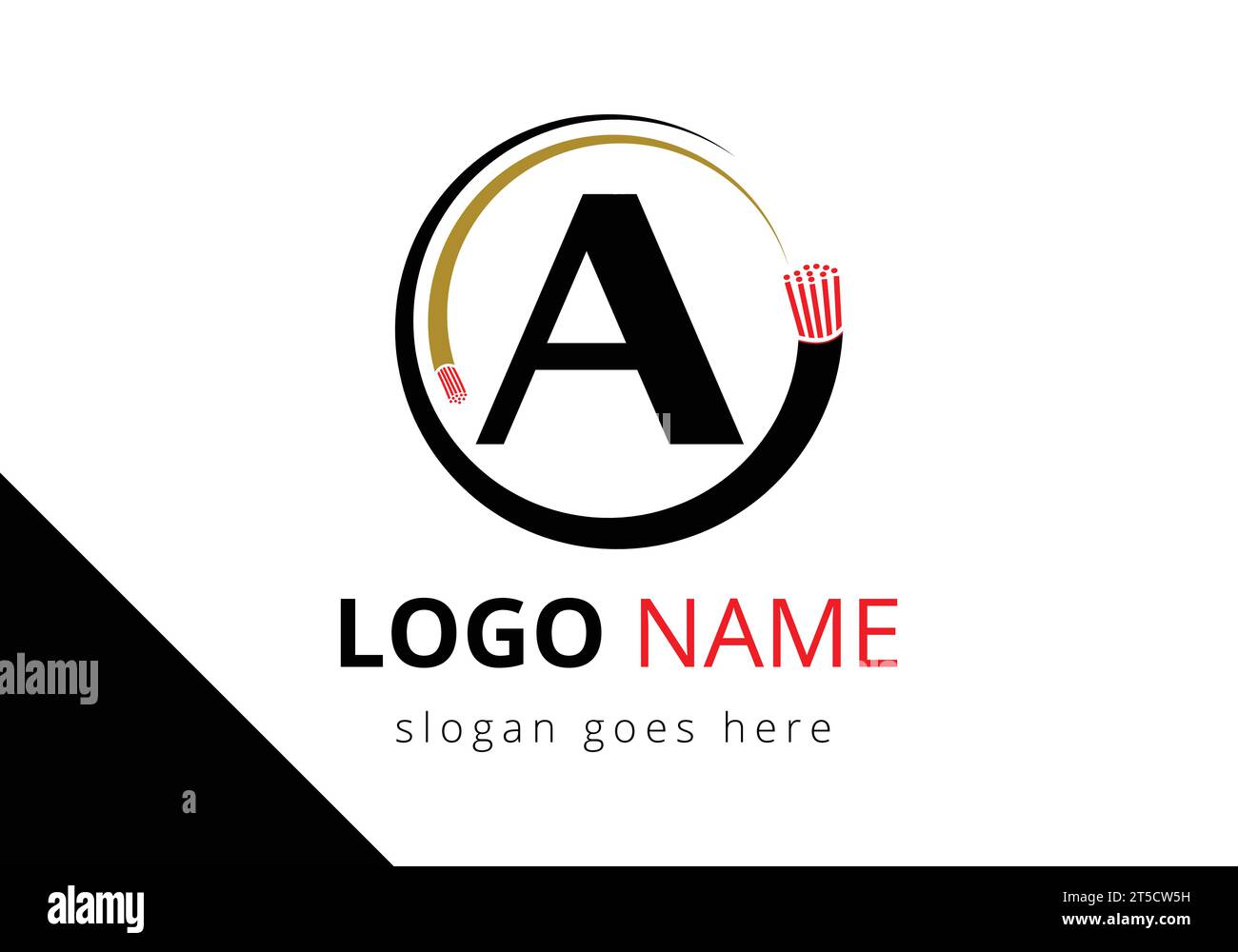 Letter A with electric wire optical fiber cable Logo Design Vector ...