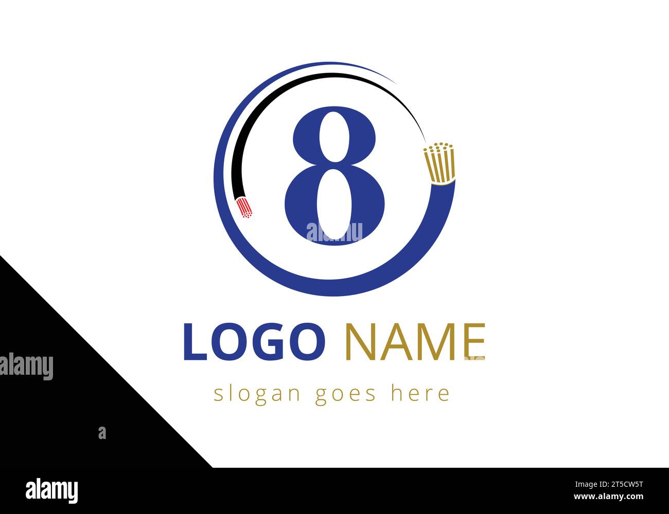 Letter 8 with electric wire optical fiber cable Logo Design Vector ...
