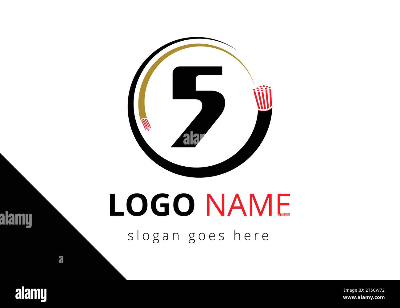 Letter 5 with electric wire optical fiber cable Logo Design Vector Template Stock Vector Image ...