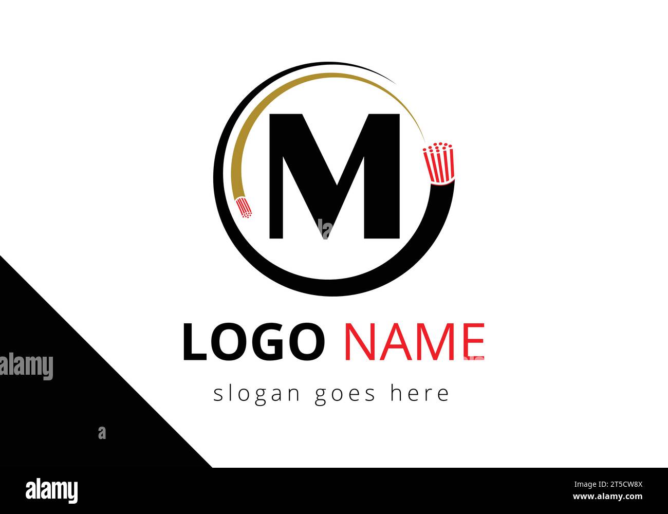 Letter M with electric wire optical fiber cable Logo Design Vector ...