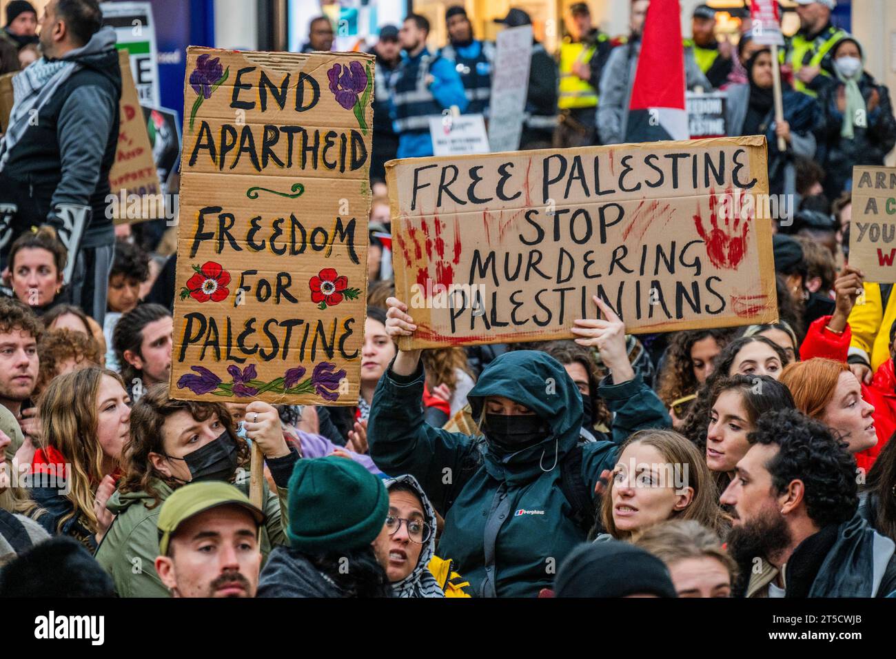 London, UK. 4th Nov, 2023. Protesters occupy charing cross station and ...