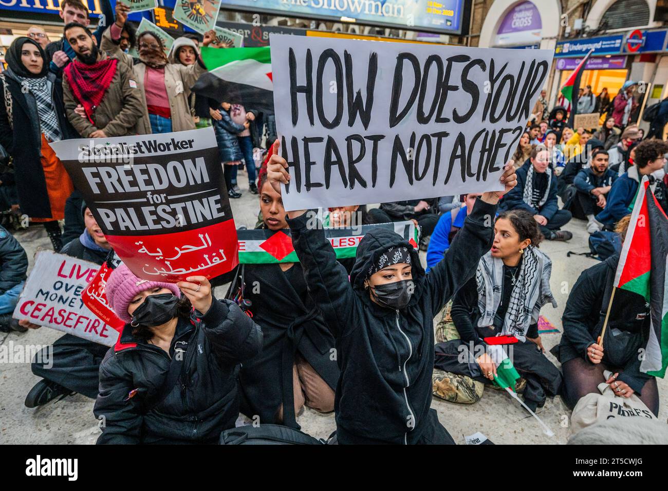 London, UK. 4th Nov, 2023. Protesters occupy charing cross station and ...