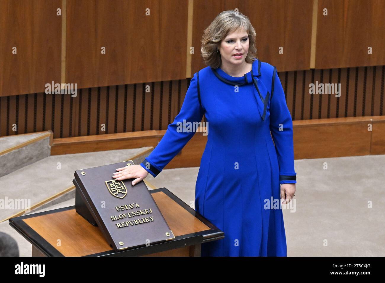 Slovak Member of Parliament Veronika Remisova takes oath during the ...