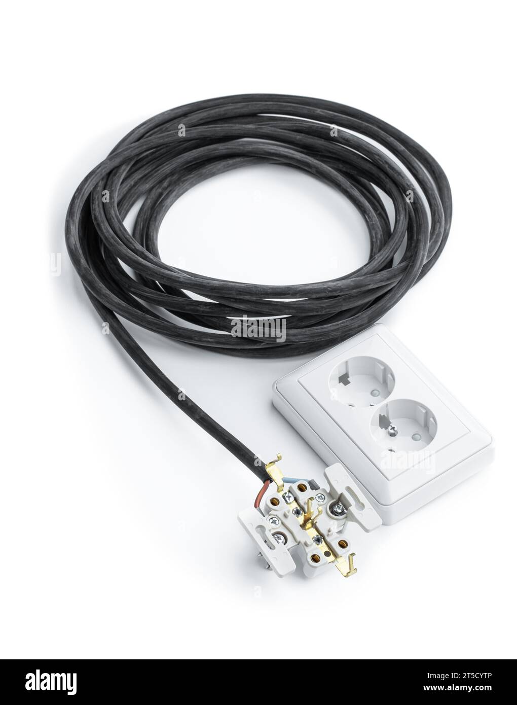 High voltage wire hank with European Gang Power Outlet Stock Photo - Alamy