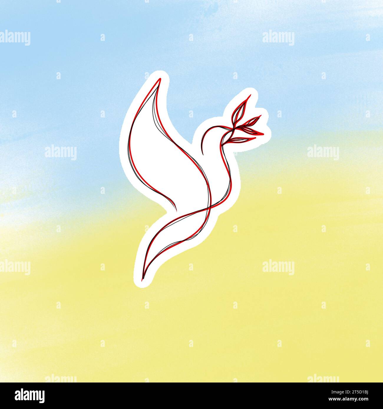 Dove of Peace Line Art Sticker. Patriotic Ukrainian stickers on the ...