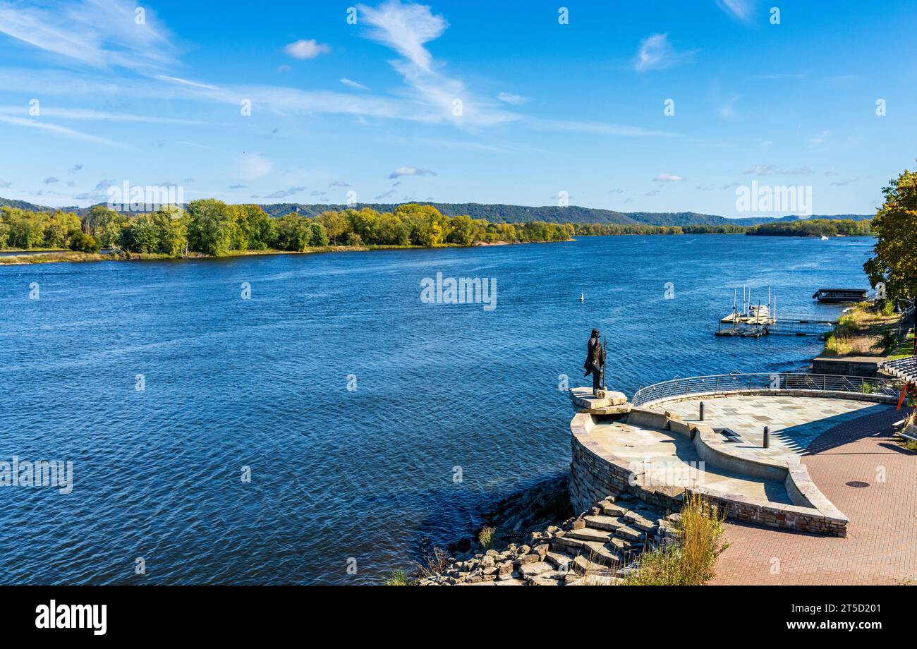 Statue of Wapasha the First by the Mississippi River in the town of ...