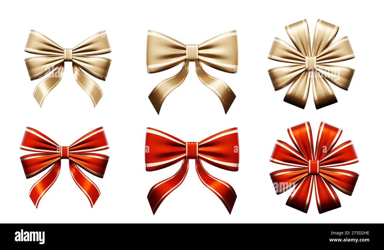 Bow and ribbon isolated on white background 3d render Stock Photo - Alamy