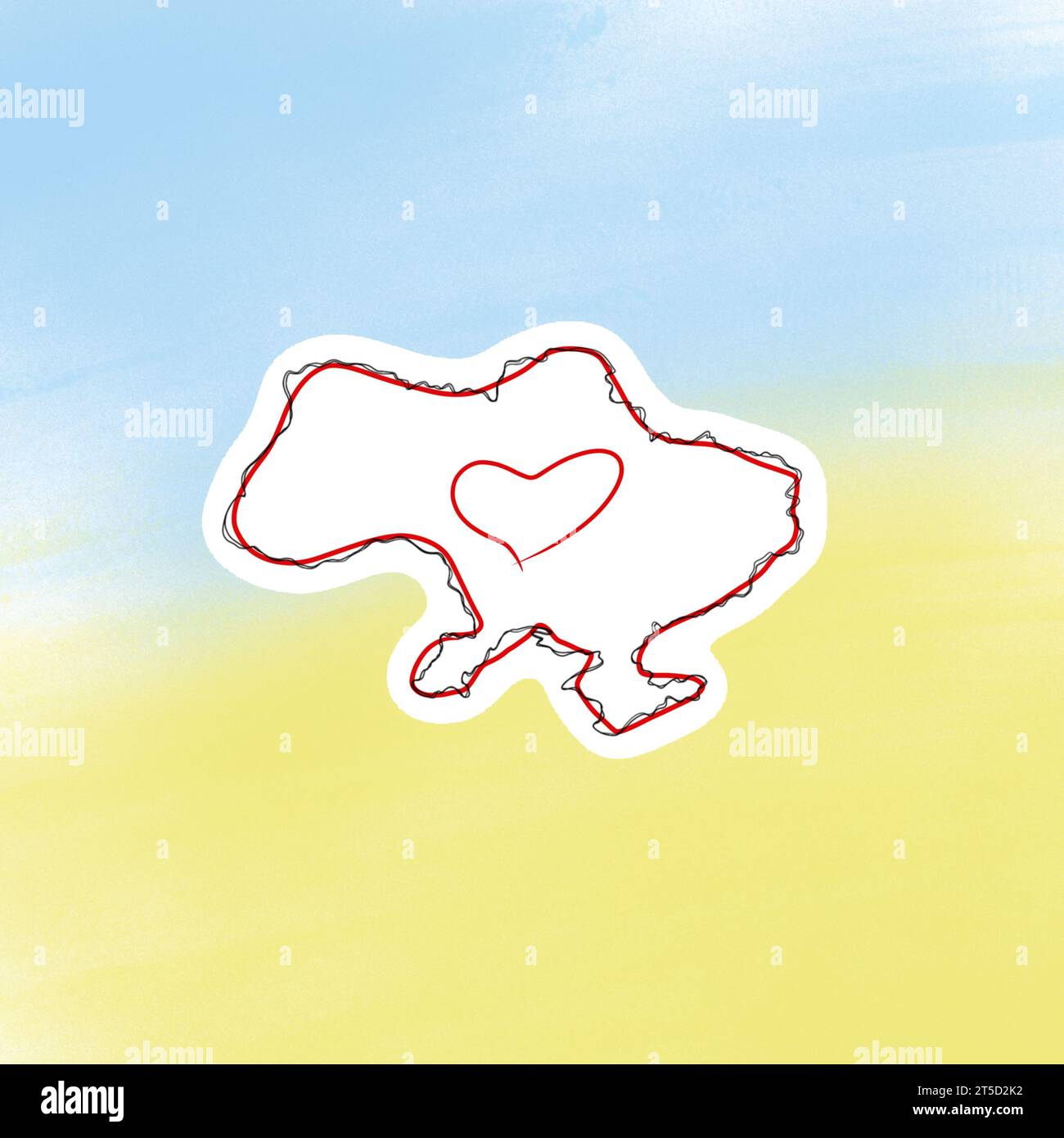 Line art sticker map of Ukraine. Save Ukraine. Design element for ...