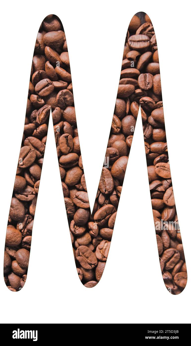 Letter M created with whole beans , unusual font face that attracts ...
