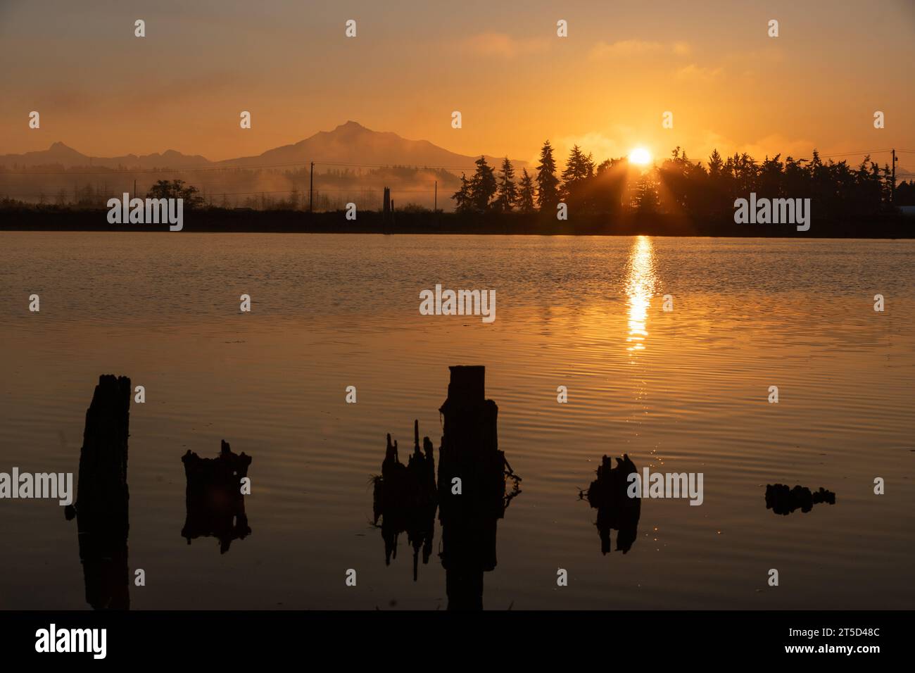 Sunrise on the Snohomish River Delta in Everett WA USA Stock Photo - Alamy