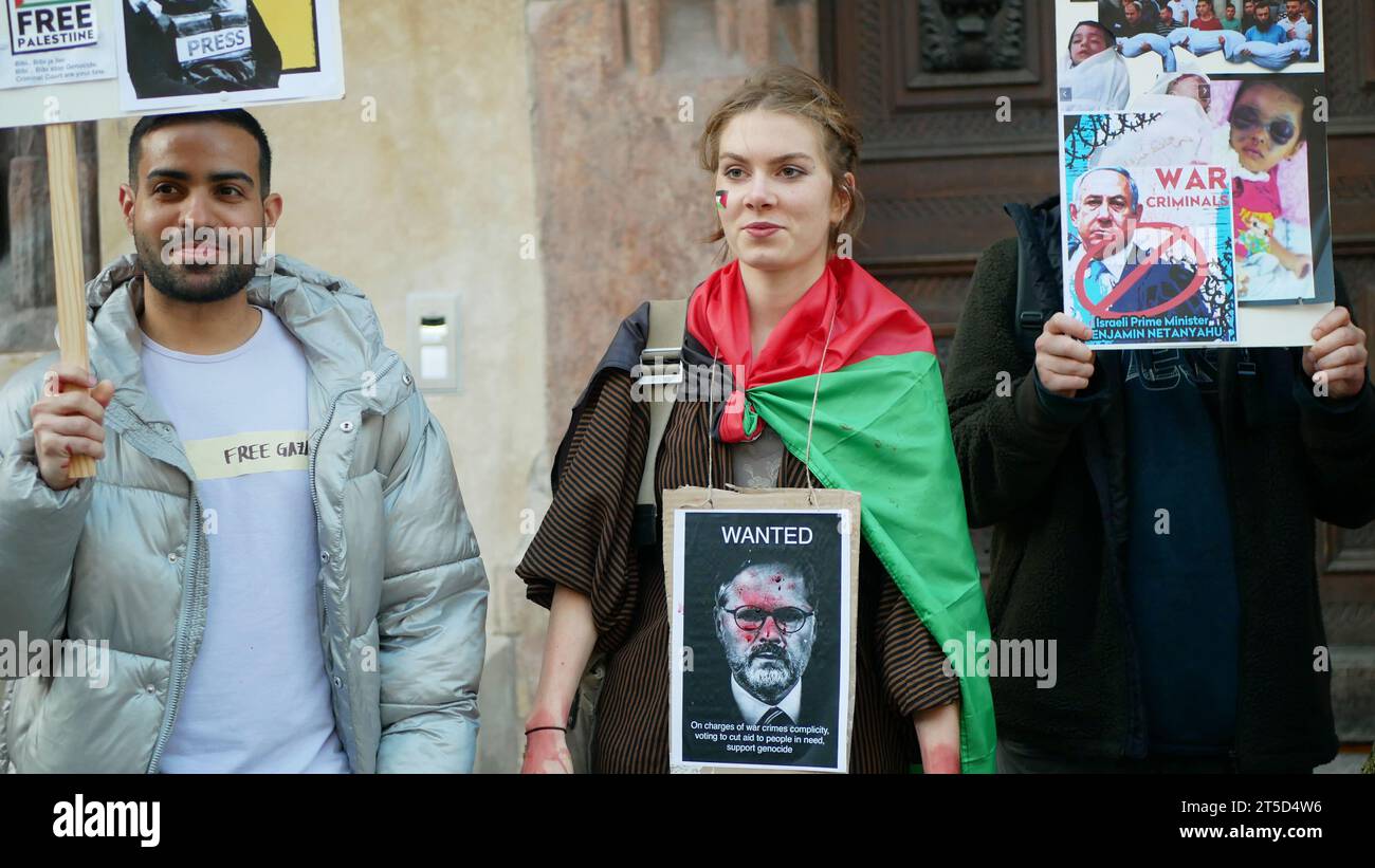 Palestine demonstration activist banner Petr Fiala prime minister of ...