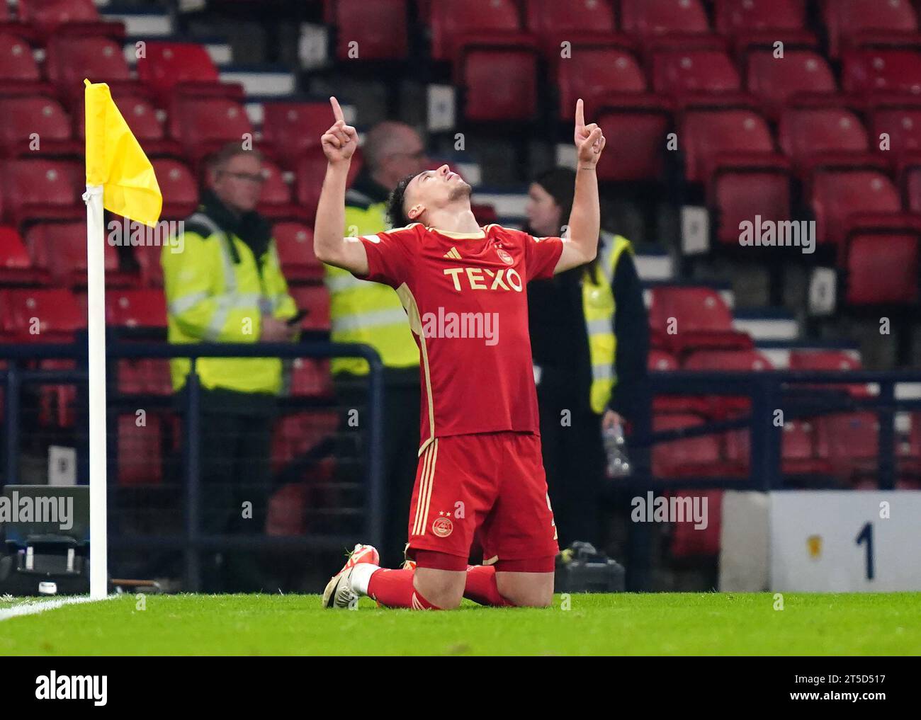 Aberdeen's Bojan Miovski celebrates scoring their side's first goal of ...
