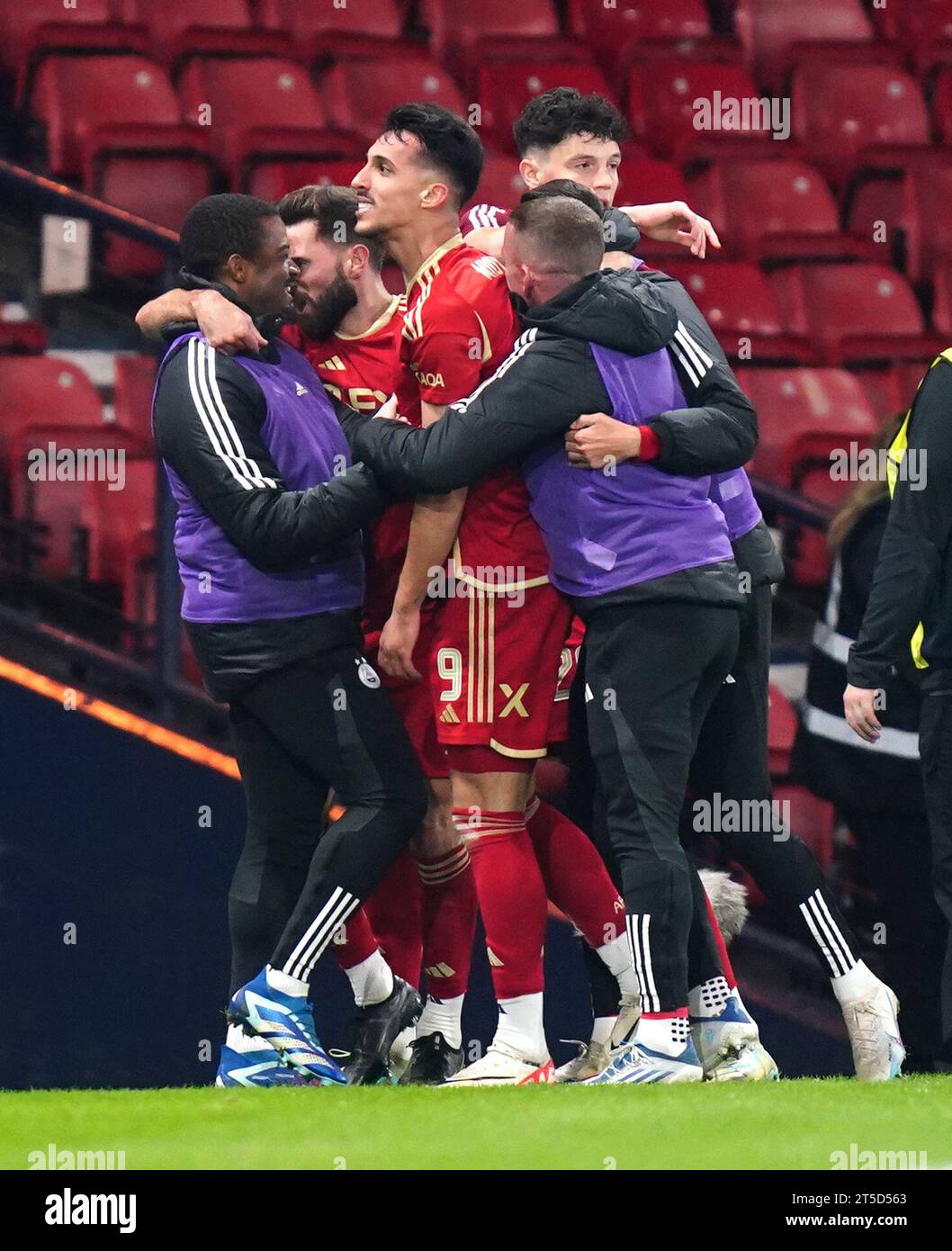 Aberdeen's Bojan Miovski celebrates scoring their side's first goal of ...