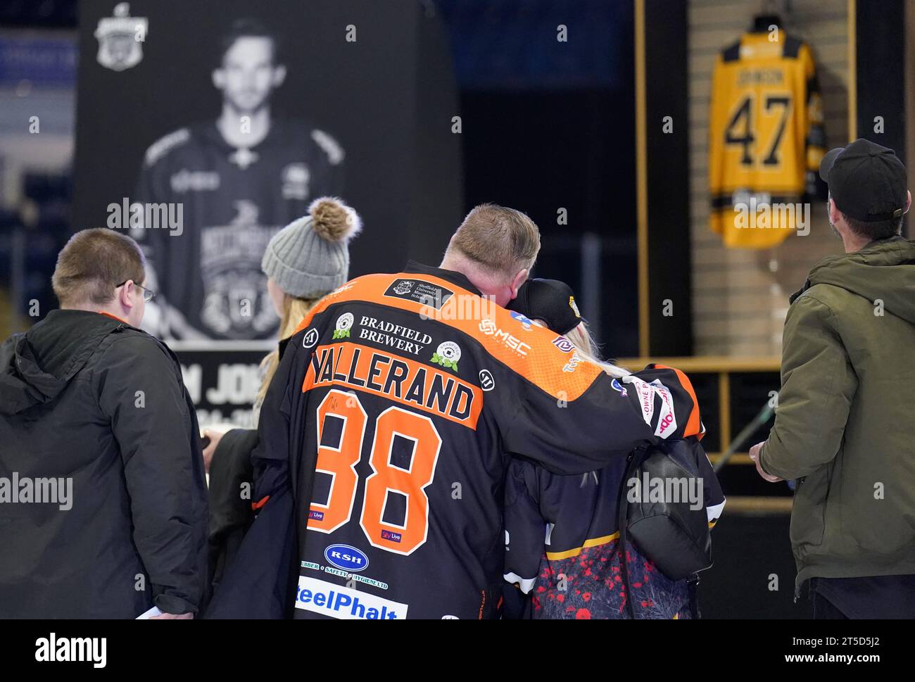 People attend a memorial for Nottingham Panthers' ice hockey player ...