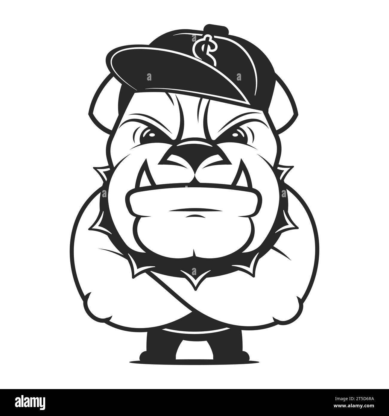 Vector illustration, a fierce bulldog wearing a cap baseball cap ...