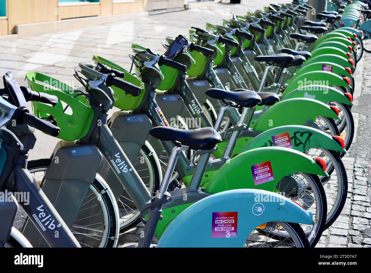 Velib Metropole bike-sharing service bikes in Paris, France Stock Photo ...