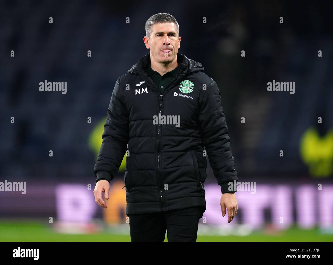 Hibernian manager Nick Montgomery reacts following the Viaplay Cup semi ...