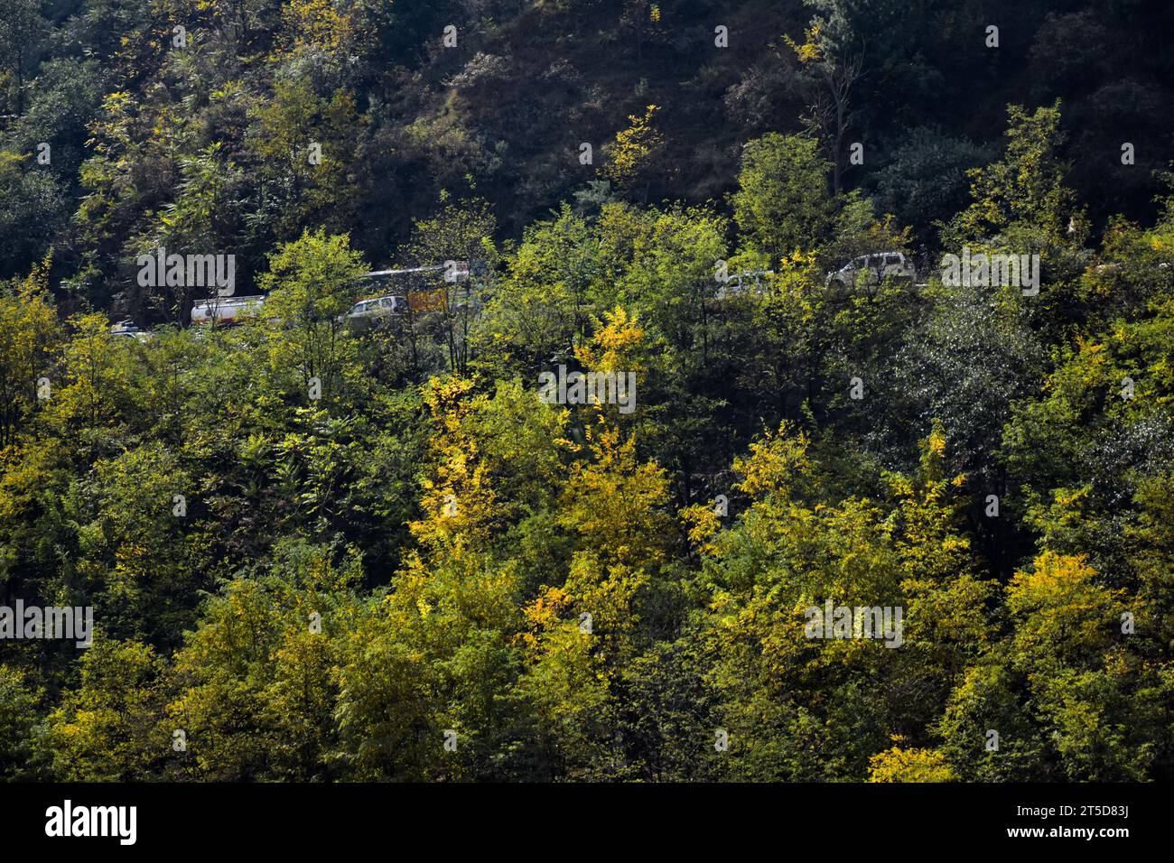 Banihal, India. 04th Nov, 2023. Vehicles move along the Srinagar- Jammu ...