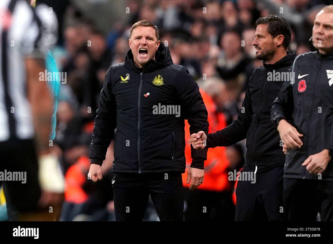 Newcastle United Manager, Eddie Howe, reacts during the Premier League ...
