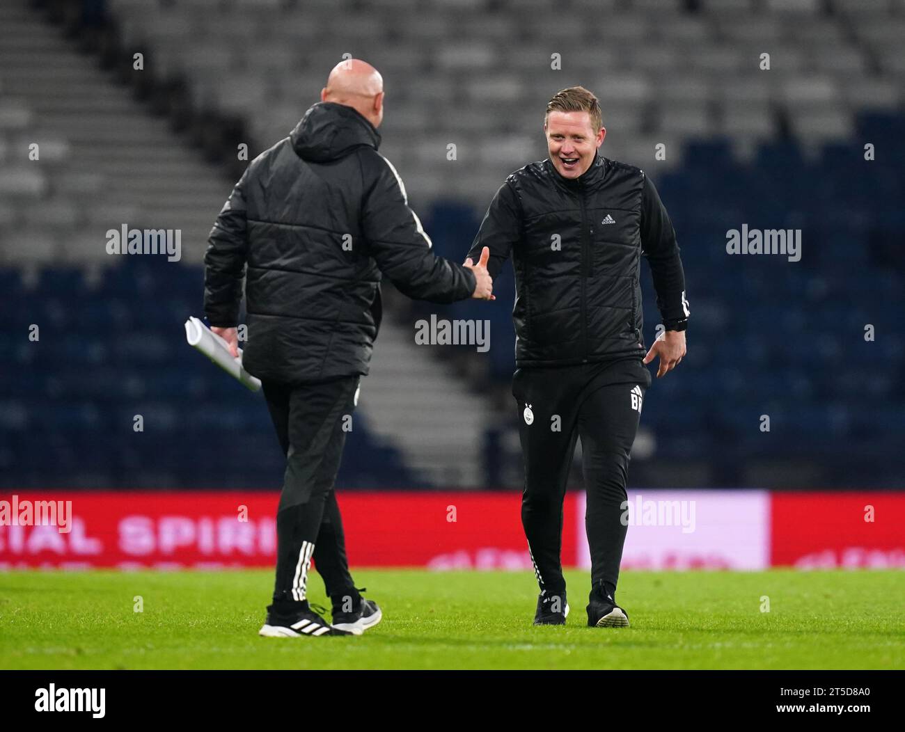 Aberdeen manager Barry Robson celebrates following the Viaplay Cup semi ...