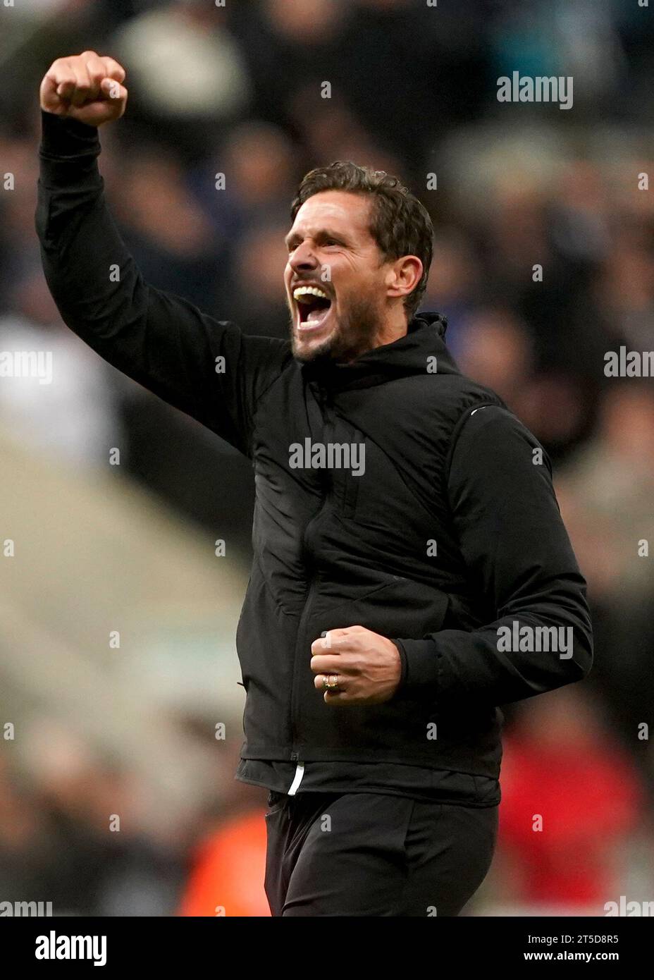 Newcastle United Assistant Manager, Jason Tindall, celebrates following ...