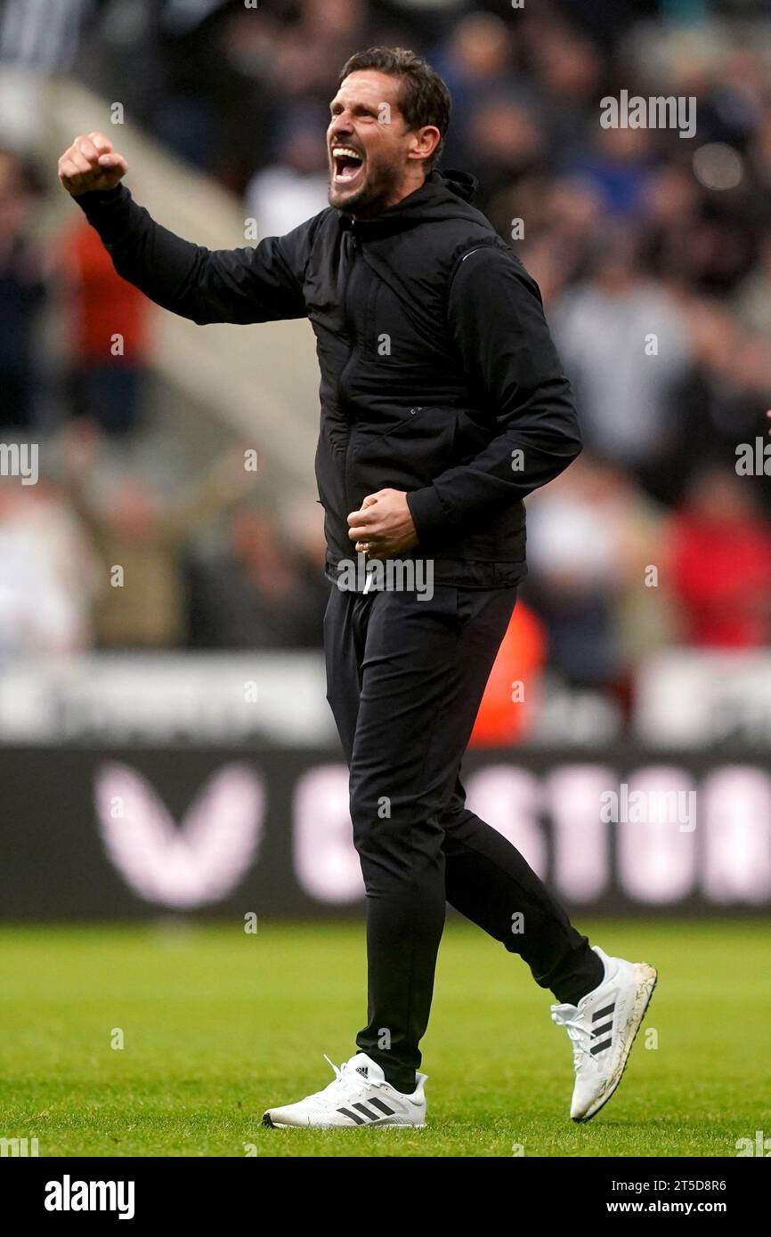 Newcastle United Assistant Manager, Jason Tindall, celebrates following ...