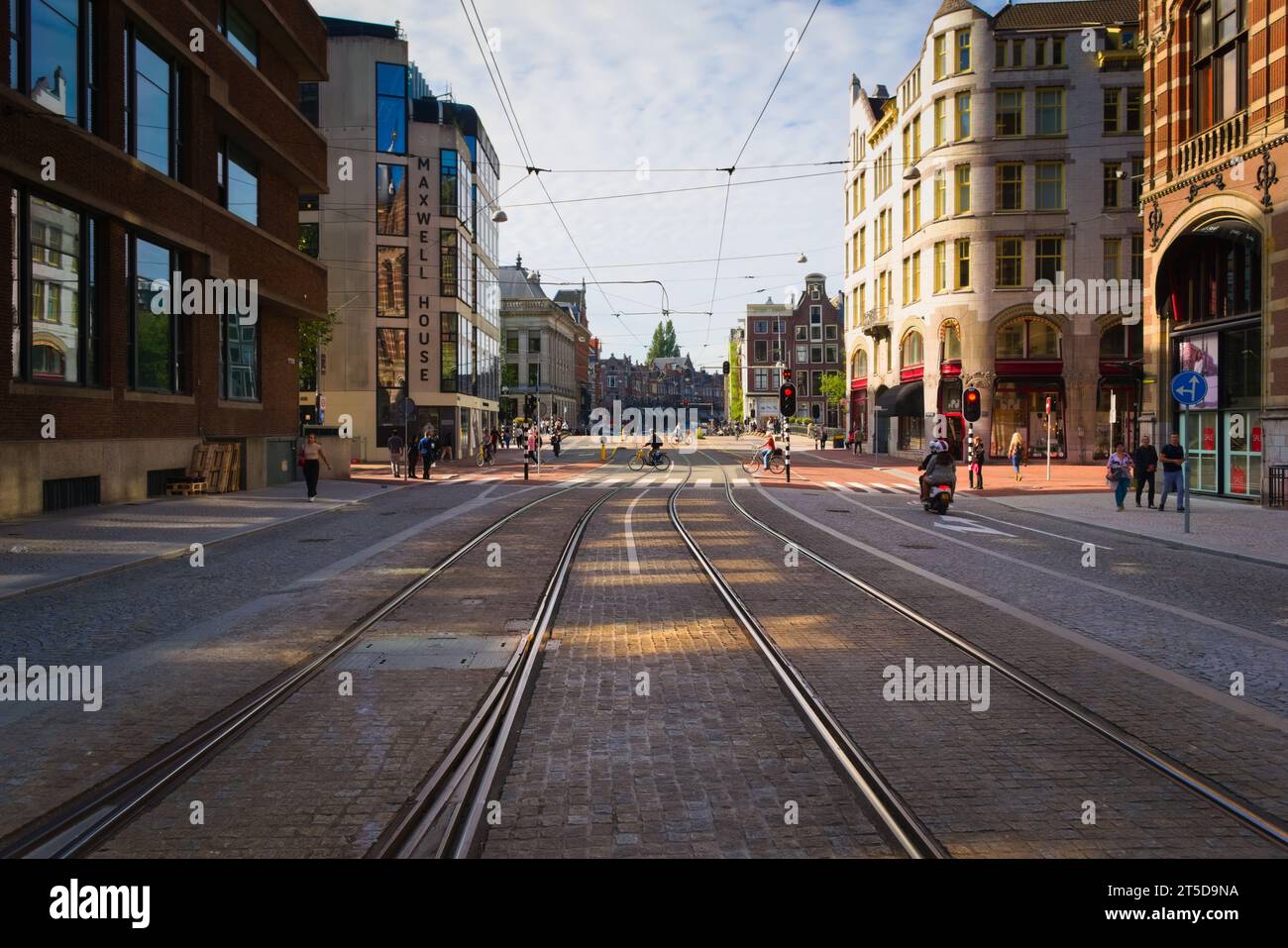 Tramway tracks in the street of Amsterdam, Netherlands Stock Photo - Alamy