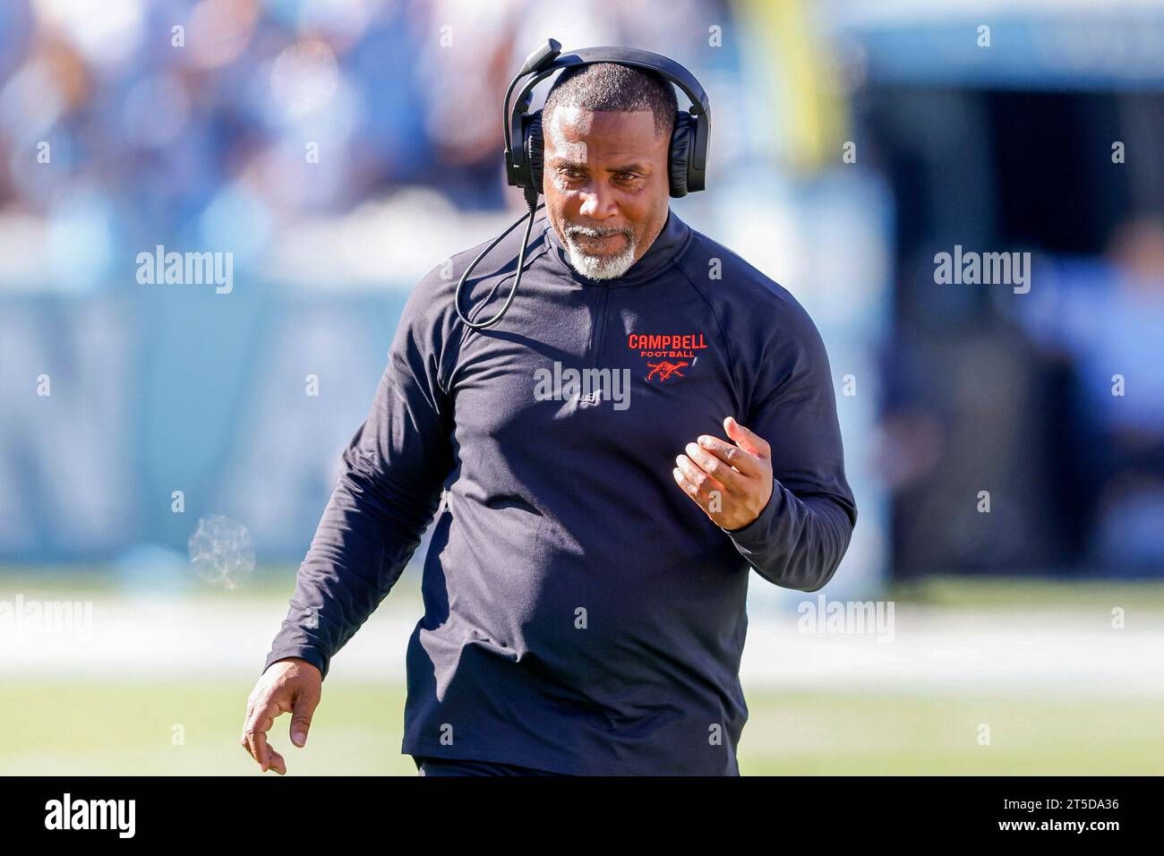 Campbell head coach Mike Minter walks on the sidelines as his team ...