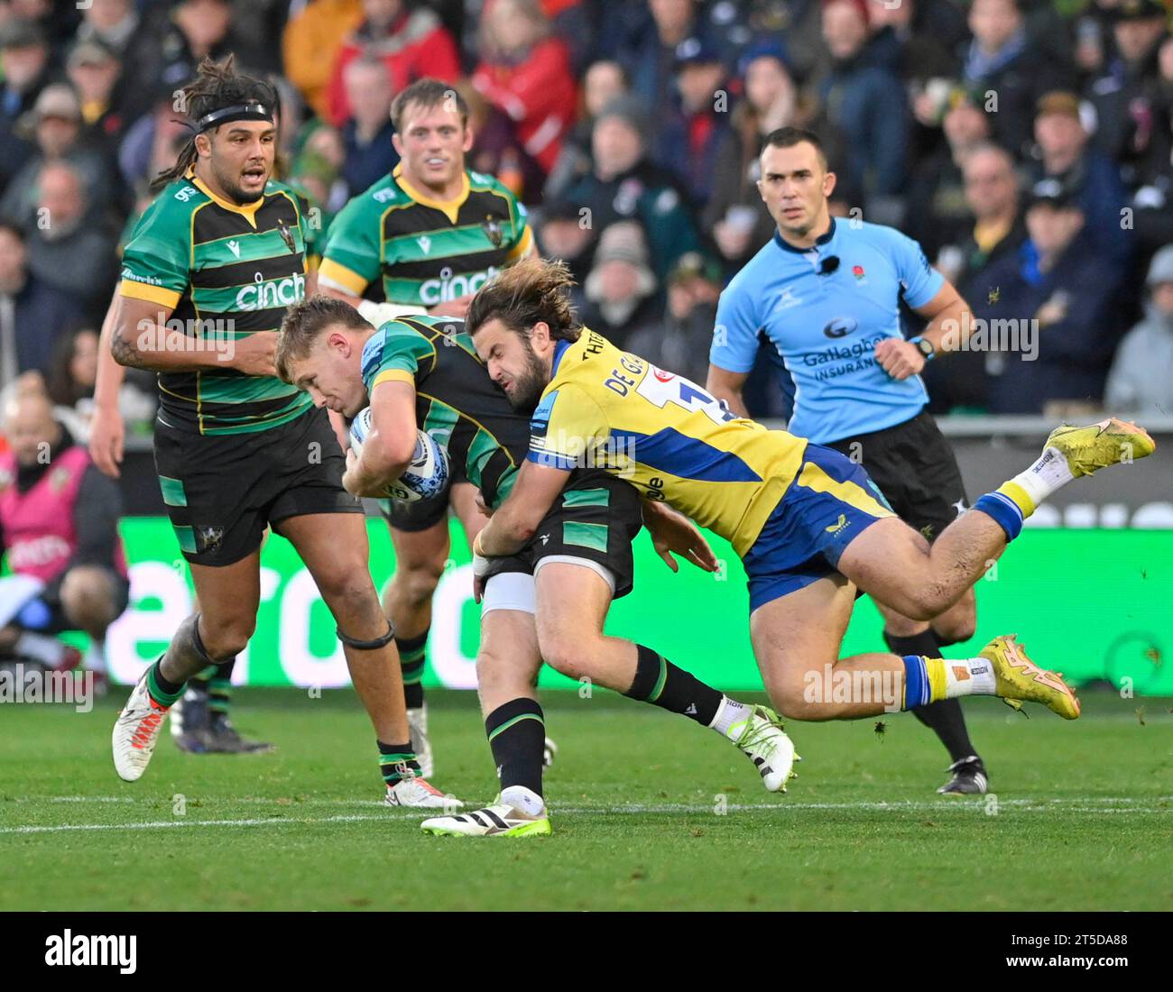 Northampton ENGLAND - Nov 4 2023 : Fin Smith of Northampton Saints is ...