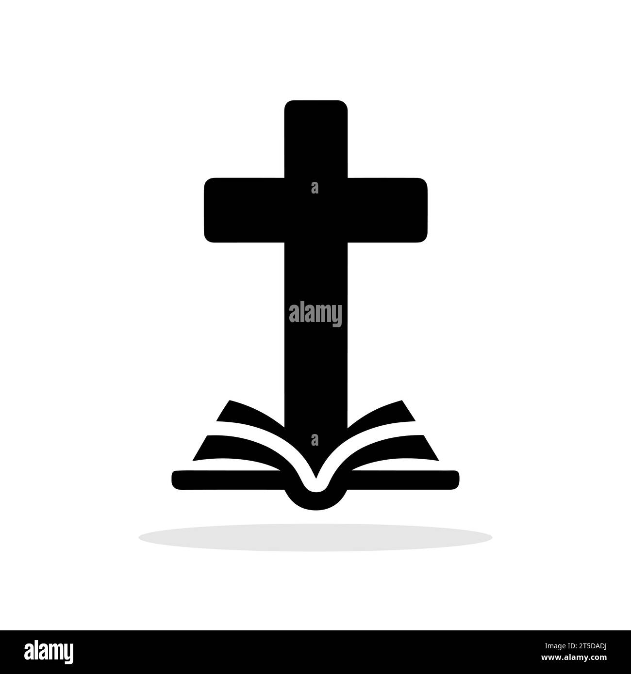 Bible with Christian cross icon. Black religious symbol. Christian ...