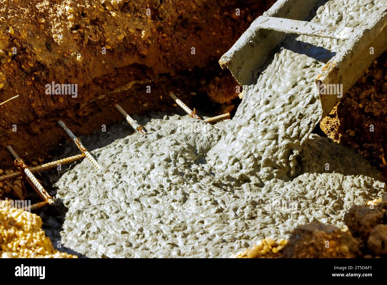 Cement ready mix concrete pouring for building foundation by ...