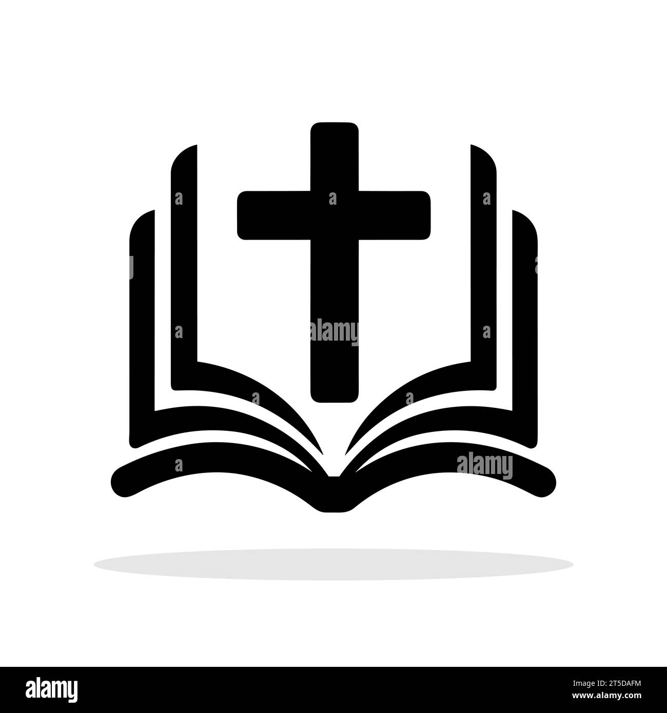 Bible with Christian cross icon. Black religious symbol. Christian ...