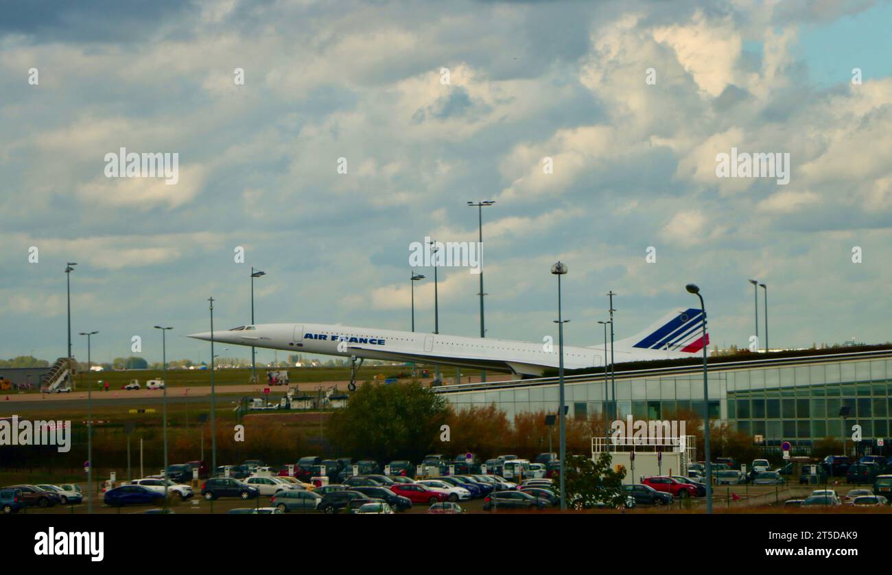 Concorde plane on display at Charles de Gaulle Airport in Paris, France ...