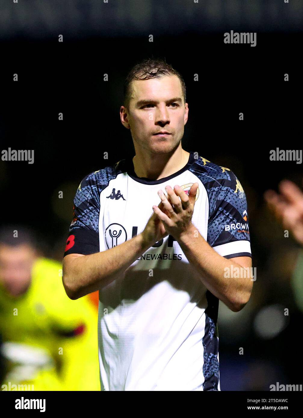 Bromley's Michael Cheek applauds the fans at the end of the Emirates FA ...