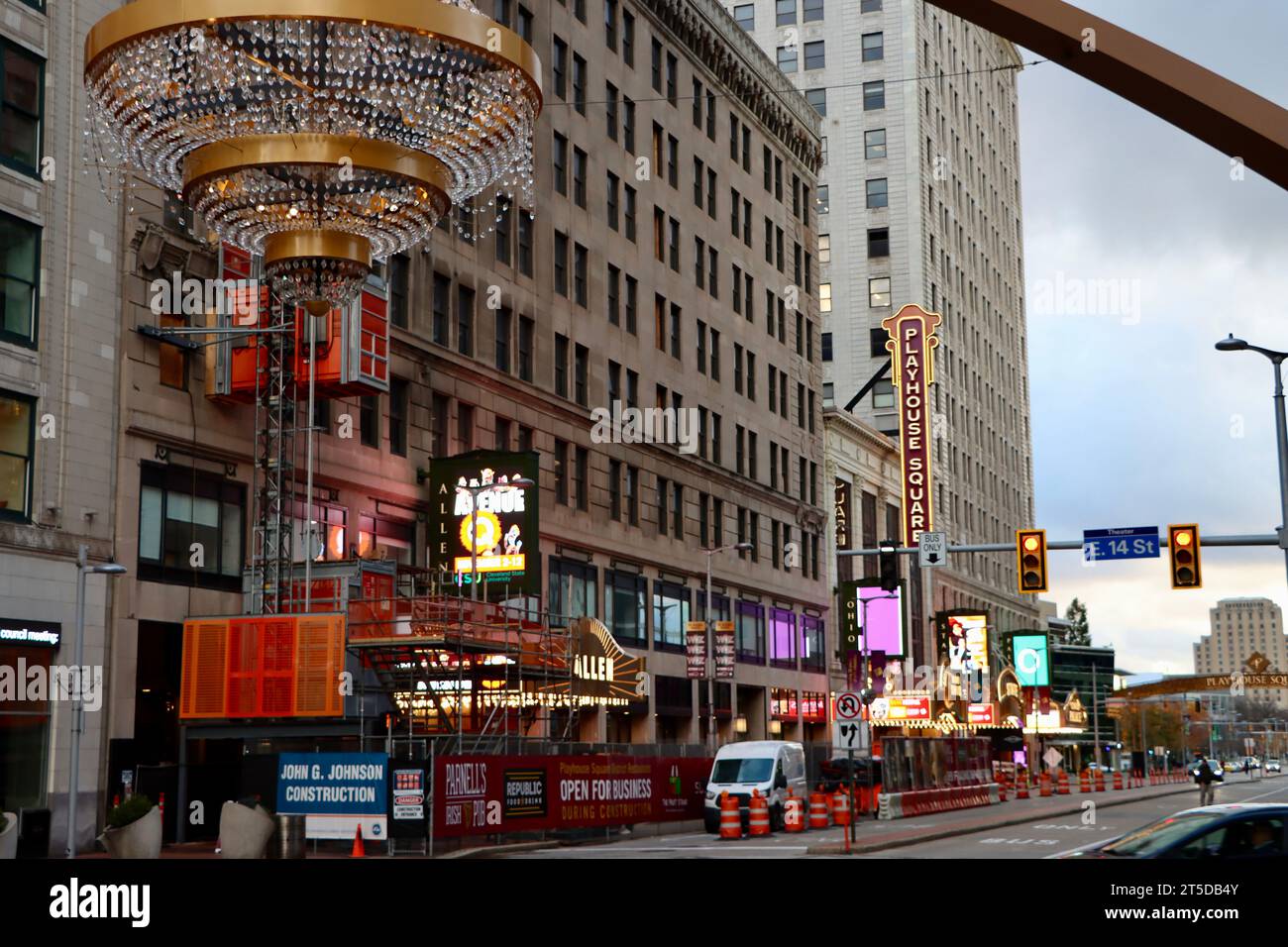 Cleveland theater district, the Playhouse square in early morning in November 2023 Stock Photo ...