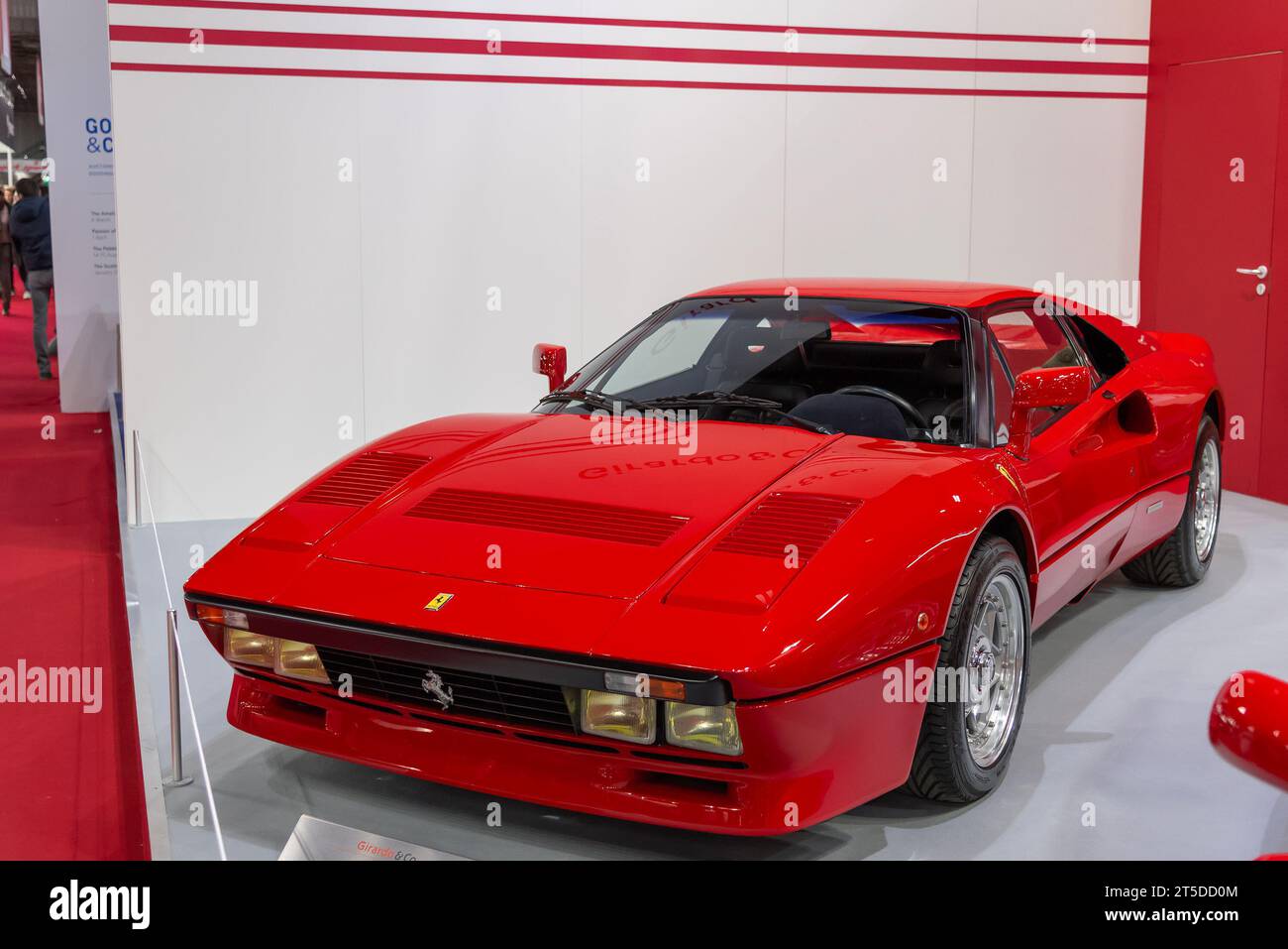 Paris, France - Rétromobile 2020. Focus on a red 1985 Ferrari 288 GTO ...