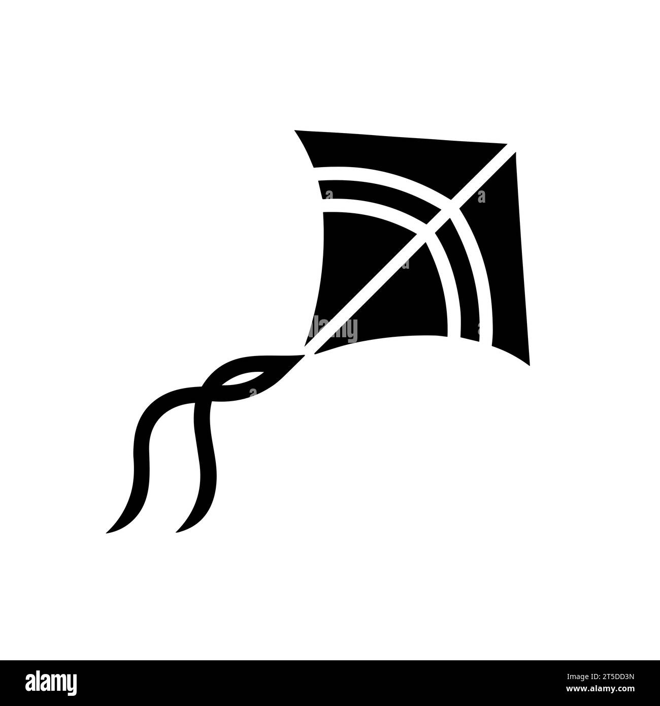 Kite icon. Black silhouette of kite toy symbol. Vector illustration ...