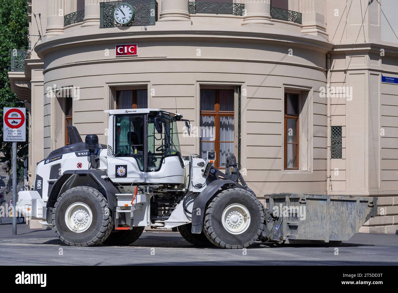 Basel, Switzerland - White wheel loader Volvo L90H on a street Stock ...