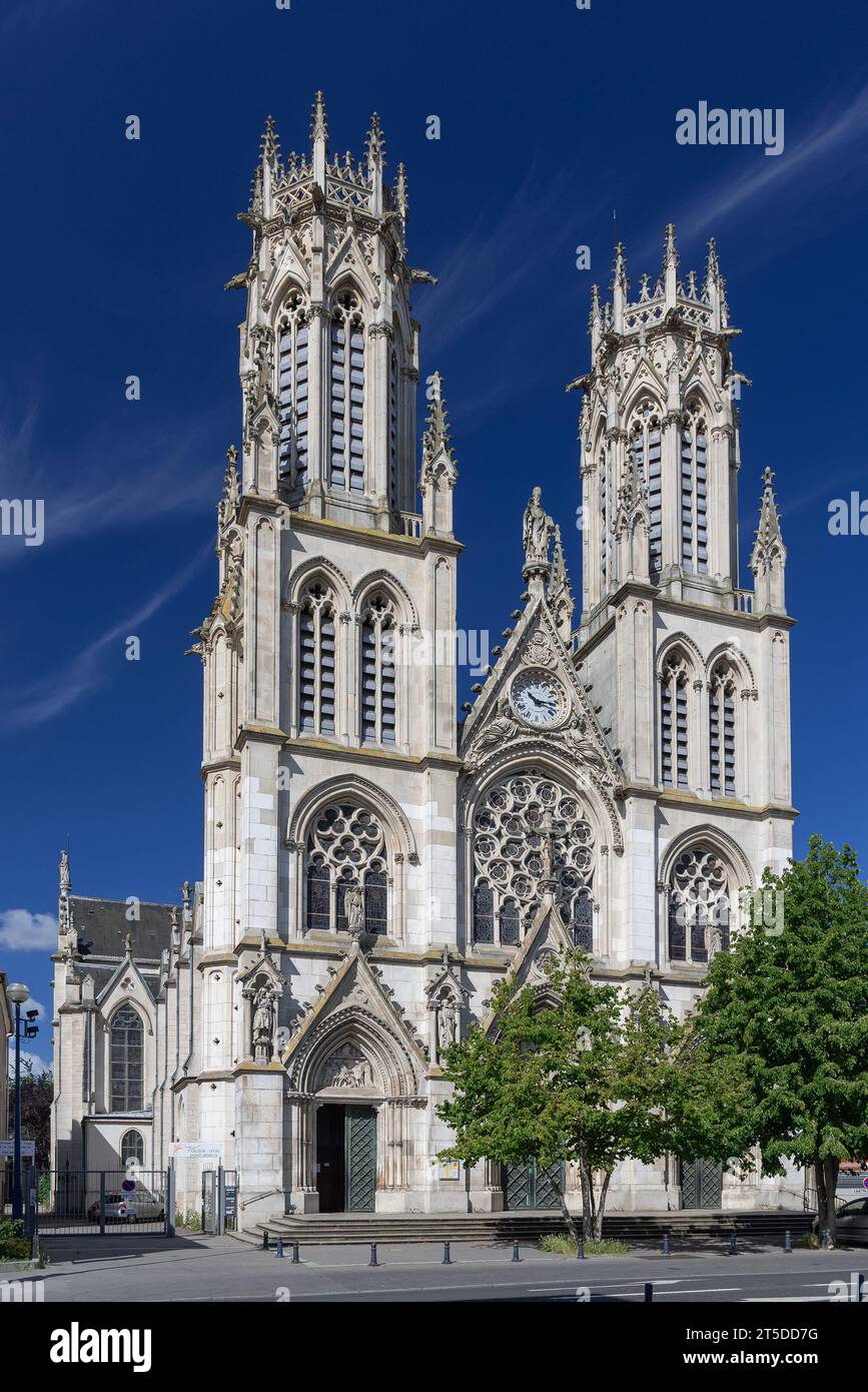Focus on Gothic architecture style Saint-Léon Church of Nancy build ...