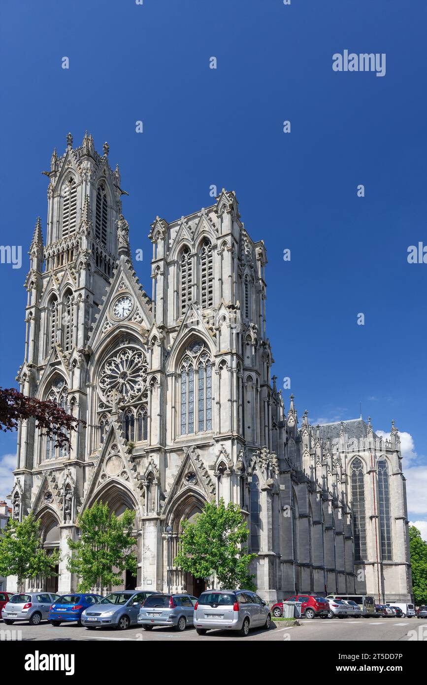 Focus on Gothic Revival architecture style Saint-Pierre Church of Nancy ...
