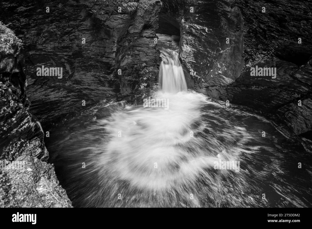 Long exposure of the Devils Cauldron waterfall on the river Lyd at ...