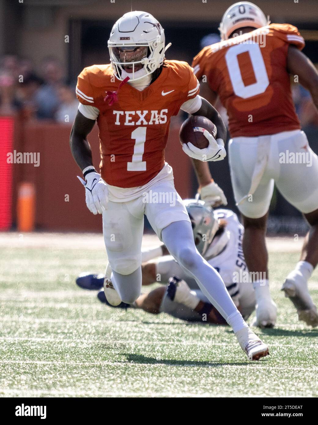 Nov 4, 2023. Justice Finkley #1 of the Texas Longhorns in action vs the ...