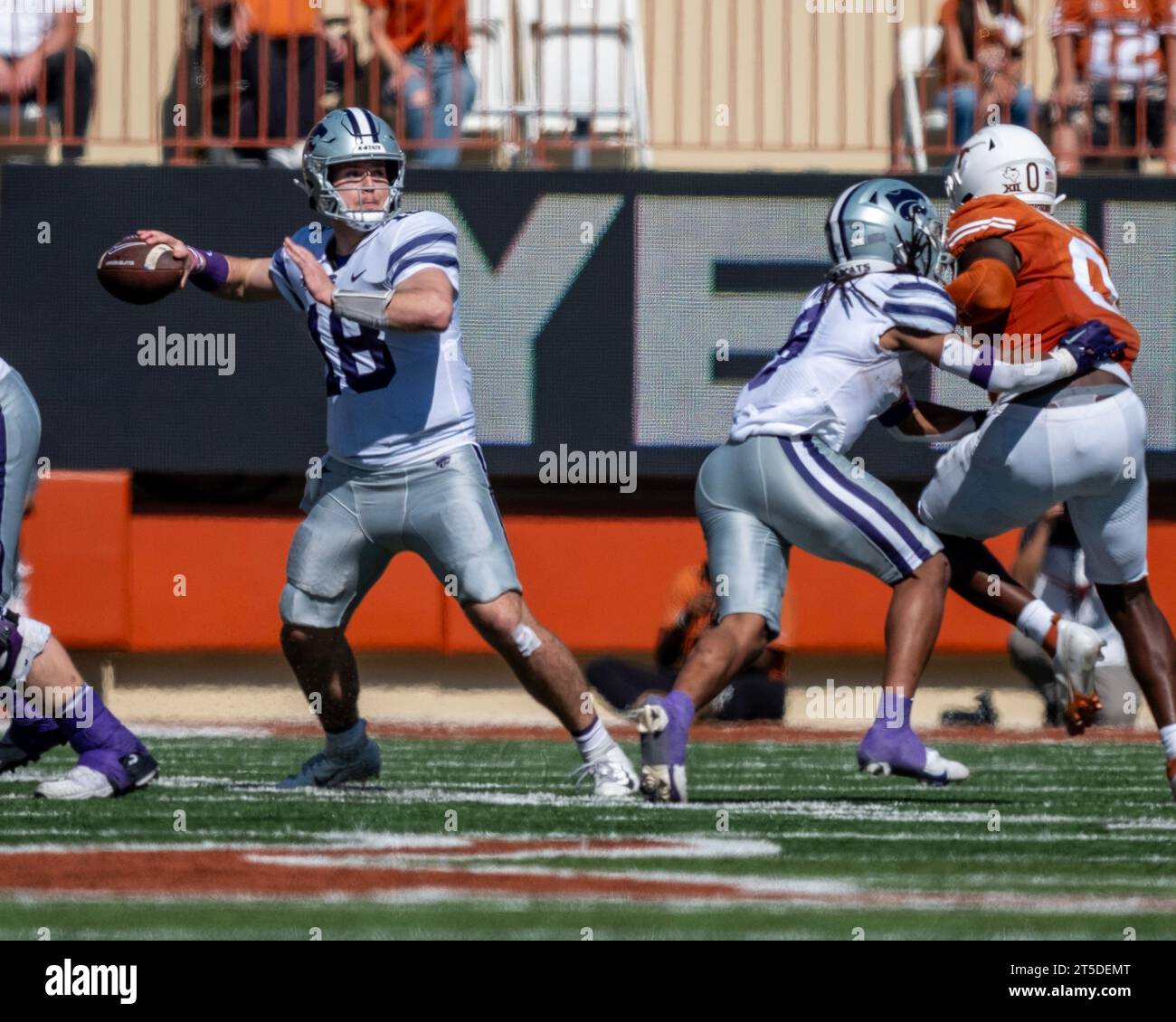Nov 4, 2023. Will Howard #18 of the Kansas State Wildcats in action vs ...